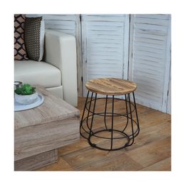Sitzhocker mit Stauraum MCW-A80, Hocker Aufbewahrung, Industriedesign Echtholz MVG &Oslash;35cm