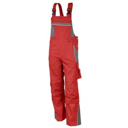 Qualitex HIGH QUALITY WORKWEAR Latzhose PRO rot/grau Damen: 42 Herren: 48