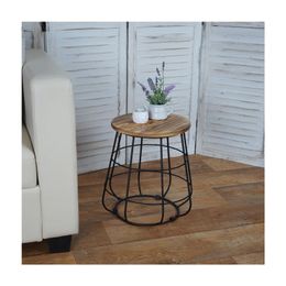Beistelltisch mit Stauraum MCW-A80, Nachttisch Kaffeetisch, Industriedesign Echtholz MVG &Oslash;35cm