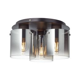 Brilliant Lampe Beth Deckenleuchte 35cm schwarz/rauchglas 3x A60, E27, 60W, g.f. Normallampen n. ent. F&uuml;r LED-Leuchtmittel geeignet Dimmbar bei Verwendung geeigneter Leuchtmittel