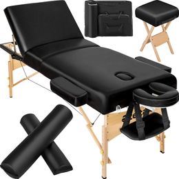 TecTake&reg; 3 Zonen Massageliege-Set, Breite 70 cm, Polsterung 10 cm, mit Holzgestell, 218 x 102 x 90 cm