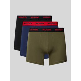 Hugo Trunks mit elastischem Logo-Bund im 3er-Pack