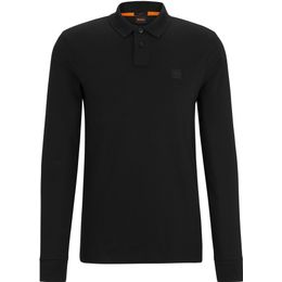 BOSS Orange Poloshirt, Langarm, Slim-Fit, für Herren, schwarz, M