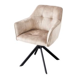 Riess Ambiente riess-ambiente Stuhl LOFT - champagner Samt drehbar Metallgestell schwarz mit Armlehne