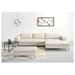 Ecksofa DOMO collection "Modica L-Form" Sofas Gr. B/H/T: 329cm x 81cm x 173cm, Struktur, Recamiere rechts, beige moderne Optik mit großzügiger Recamieire, auch in Cord