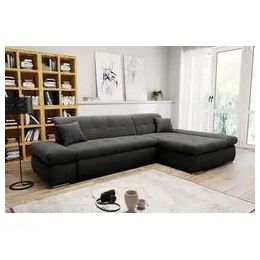 Ecksofa DOMO collection "Moric B/T/H 300/172/80 cm, auch in Cord, L-Form" Sofas Gr. B/H/T: 300cm x 80cm x 172cm, Cord, Recamiere rechts, mit Bettfunktion-mit Armlehnenverstellung, grau XXL-Format, wahlweise auch mit Bettfunktion und Armverstellung