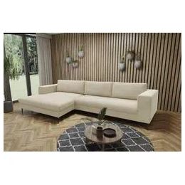 Ecksofa DOMO collection "Modica L-Form" Sofas Gr. B/H/T: 329cm x 83cm x 173cm, Cord, Recamiere links, beige (creme) moderne Optik mit großzügiger Recamieire, auch in Cord