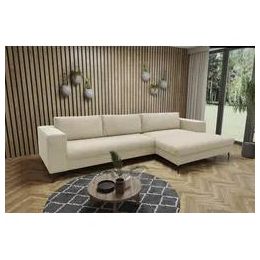 Ecksofa DOMO collection "Modica L-Form" Sofas Gr. B/H/T: 329cm x 83cm x 173cm, Cord, Recamiere rechts, beige (creme) moderne Optik mit großzügiger Recamieire, auch in Cord