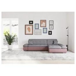 Ecksofa DOMO collection "Moric B/T/H 300/172/80 cm, auch in Cord, L-Form" Sofas Gr. B/H/T: 300cm x 80cm x 172cm, Webstoff fein, Recamiere rechts, ohne Funktion, lila (beere, grau) XXL-Format, wahlweise auch mit Bettfunktion und Armverstellung