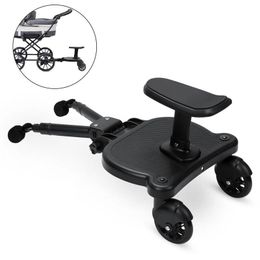 wolketon VINGO Buggy board Upgrade Universal Stehbrett Kiddy Trittbrett Kinderwagen Zubehör mit Sitz Schwarz