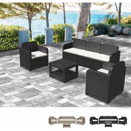 Grand Soleil Positano Rattan Garten Lounge Sofa Couchtisch Sessel 5 Sitze für den Außenbereich Farbe: Schwarz