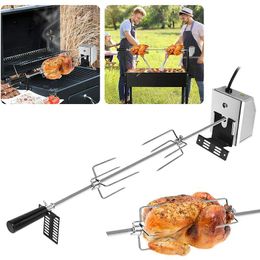 Grillspieß Set 107cm Edelstahl Drehspieß mit Motor, 220V - 240V, inkl. 2X Fleischnadeln Elektrischer Grillspieß Rotisserie - Uisebrt