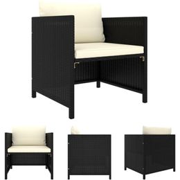 Gartensofa mit Kissen Schwarz Poly Rattan - Gartensofaelemente - Schwarz - The Living Store