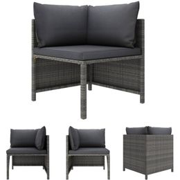 The Living Store - Modulares Ecksofa mit Kissen Grau Poly Rattan - Gartensofaelemente - Grau