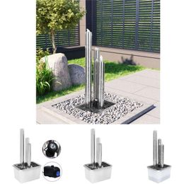 The Living Store - Gartenbrunnen Silbern 48x34x88 cm Edelstahl - Brunnen & Wasserfälle - Silber