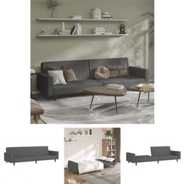 The Living Store - Schlafsofa 2-Sitzer Dunkelgrau Samt - Sofas - Grau