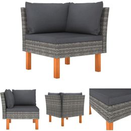 The Living Store Ecksofa Poly Rattan und Eukalyptus Massivholz - Gartensofaelemente