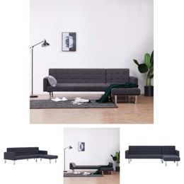 The Living Store - Schlafsofa in L-Form Dunkelgrau Polyester - Sofas - Grau