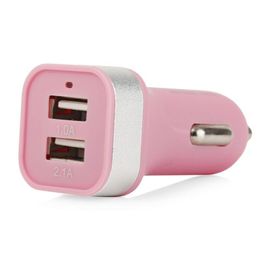 Sonoff Mini usb kfz Adapter Pink 5V / 3.1A Zweifach Auto Ladegerät Zigarettenzünder Dual Port Car Charger 12/24V Schnellladeadapter für iPhone 7/7 Plus, 6/6