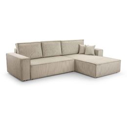 Ecksofa manresa mini in L-Form Schlaffunktion Bettkasten PSO100 Beige - Furnix