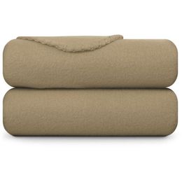 Bestlivings Fleecedecke 130x170cm ( Taupe ) Wohndecke, Kuscheldecke - Öko Tex - warme Coral Fleece Decke, kuschelig und atmungsaktiv mit Kettelrand - Autodecke