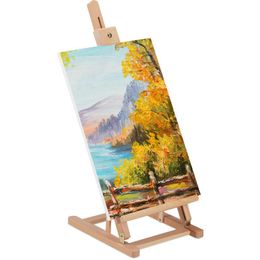 Relaxdays - Tischstaffelei, neigbar, höhenverstellbar, bis din A3, Mini Staffelei HxBxT 98 x 29 x 32 cm, Buchenholz, natur