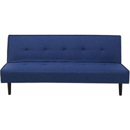 Beliani Sofa Dunkelblau Polsterbezug 3-Sitzer Schlaffunktion Minimalistisch Wohnzimmer