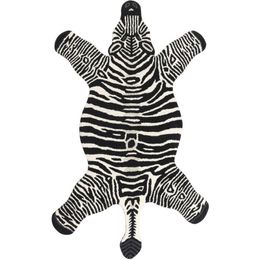 Beliani - Teppich Schwarz und Weiß Wolle Tiermotiv 100 x 160 cm Zebra Design Handgetuftet Modern Kurzhaar Kinderzimmer Schlafzimmer Deko Accessoires