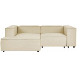 Beliani Ecksofa Beige Leinen L-förmig 2-Sitzer Modulsofa Rechtsseitig Wohnzimmermöbel Modern Wohnzimmer Salon Wohnecke Sitzecke