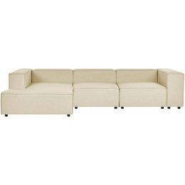 Beliani Ecksofa Beige Leinen L-förmig 3-Sitzer Modulsofa Rechtsseitig Wohnzimmermöbel Modern Wohnzimmer Salon Wohnecke Sitzecke