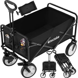 TecTake® Bollerwagen, faltbar, abnehmbarer Stoffeinsatz mit 2 Netztaschen, inklusive Tragetasche, Belastbarkeit 80 kg