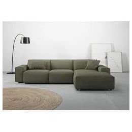 Ecksofa Andas "Glimminge auch in Breitcord, Feincord, Bouclé + Easy care-Bezug" Sofas Gr. B/H/T: 294cm x 71cm x 191cm, Bouclé, Recamiere rechts, grün L-Form, Breite 294, Zierkissen