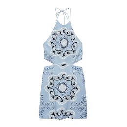 Mango Kleid 'Frame' Damen Größe 38 saphir / hellblau / schwarz / weiß Winterkleid
