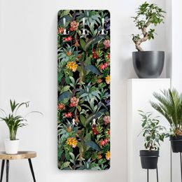 Wandgarderobe Vögel mit Tropischen Blumen