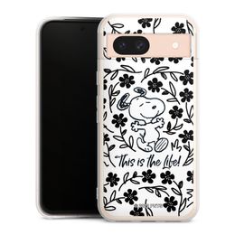 DeinDesign Google Pixel 8a Handy Silikon H&uuml;lle Case transparent Handyh&uuml;lle Peanuts Flowers Snoopy Silikon Case
