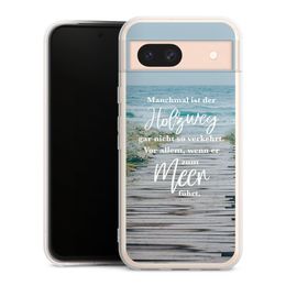 DeinDesign Google Pixel 8a Handy Silikon H&uuml;lle Case transparent Handyh&uuml;lle Spruch Beach Statement Silikon Case