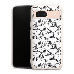 DeinDesign Google Pixel 8a Handy Silikon H&uuml;lle Case transparent Handyh&uuml;lle Peanuts Snoopy Muster Silikon Case