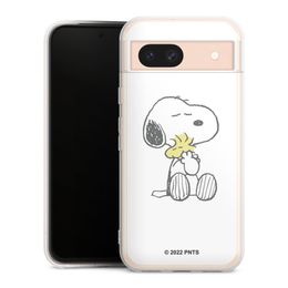 DeinDesign Google Pixel 8a Handy Silikon H&uuml;lle Case transparent Handyh&uuml;lle Snoopy Love Peanuts Silikon Case