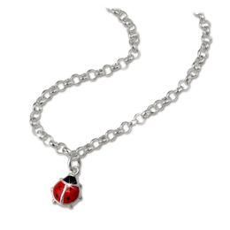 Teenie-Weenie Kette mit Anhänger Marienkäfer Halskette rot (Halskette), Kinder Halskette (Marienkäfer) ca. 38cm, 925 Sterling Silber, Farbe: r