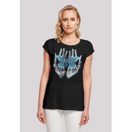 F4NT4STIC T-Shirt Skelett Hände Schmetterling Print, schwarz, 3XL