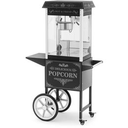 ROYAL CATERING Popcornmaschine mit Wagen Retro-Design 195 / 235 °c schwarz Popcornmaker Automat