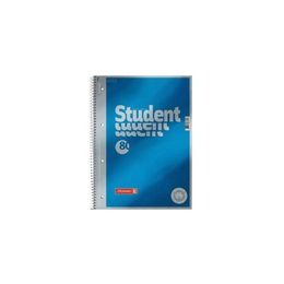 Brunnen Collegeblock Student Premium din A4 punktkariert (dotted) 90g/m² cyan metallic 80 Bl.