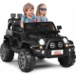 Goplus - 2-Sitz Kinder Elektroauto, 12V Batteriebetriebener Elektro-LKW mit 2,4 GHz Fernbedienung, LED-Lichte, Musik, Stossdaempfungfederaufhaengung,