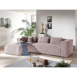 Lisa Design - Stella – ecksofa – cordsamt – 4-sitzer – moderner stil – links - rosa