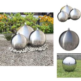 vidaXL Brunnen & Wasserfälle - Living 3 Stk. Garten-Springbrunnen Sphäre mit LEDs Edelstahl - Silber