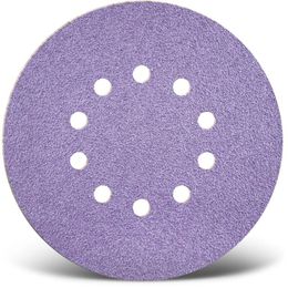 Menzer Purple HD Klett-Schleifscheiben, 225 mm, 10-Loch, f. Trockenbauschleifer, Keramik-Mix (5 Stk.) K60