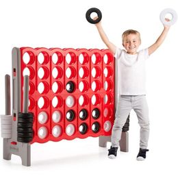 Costway - Jeux Puissance 4 Géant Enfants avec 42 Jetons, Jeu de Société Ludique & Éducatif avec Porte-Anneaux, Levier de Réinitialisation,