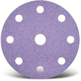 Menzer Purple HD Klett-Schleifscheiben, 150 mm, 9-Loch, f. Exzenterschleifer, Keramik-Mix (50 Stk.) K400