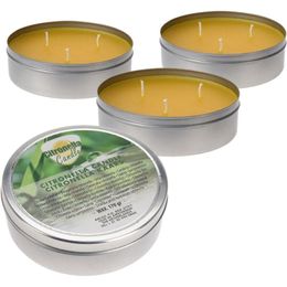 Spetebo Citronella 3-Docht Kerze mit Deckel 11 cm - 12 Stück - Duftlicht mit Deckel Zitronen Aroma - Garten Balkon Camping Bistro Licht