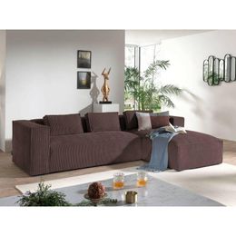 Lisa Design - Stella – ecksofa – cordsamt – 4-sitzer – moderner stil – rechts - braun